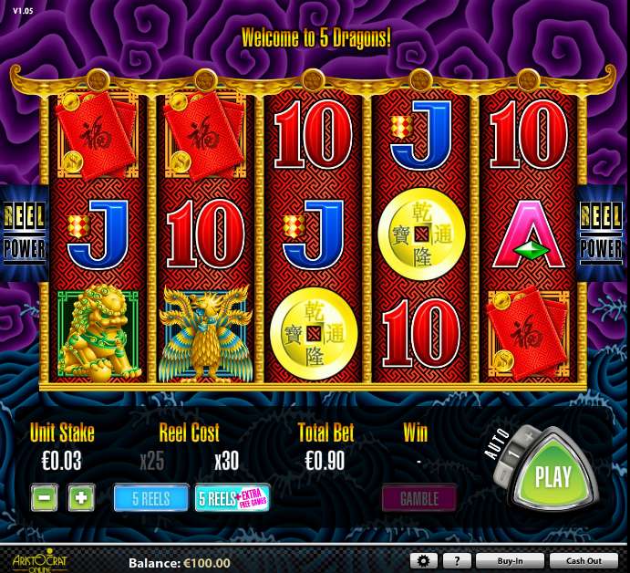 Play 5 Dragons Video Slot from Aristocrat for Free