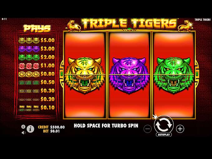 Play Triple Tigers Video Slot from Pragmatic Play for Free