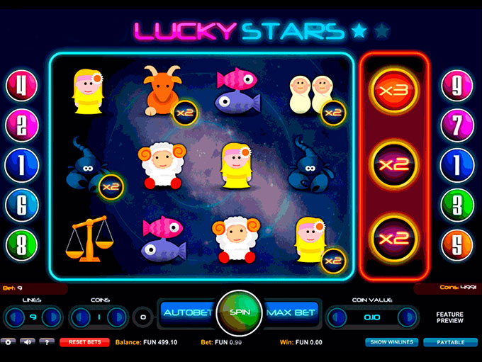 Play Lucky Stars Video Slot from 1x2gaming for Free