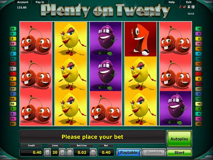 Play Plenty on Twenty Video Slot from Novomatic for Free