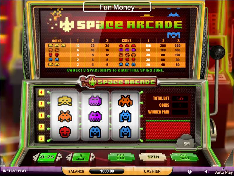 Play Space Arcade Video Slot from Skill on Net for Free